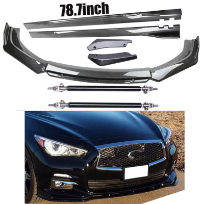 For Infiniti Q60 Carbon Fiber Side Skirt Rear & Front Bumper Lip ...