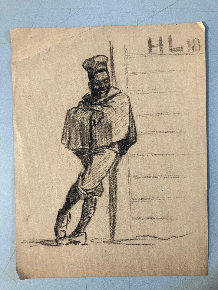 Very Beautiful Drawing Senegalese Tirailleur On Paper Portrait Charcoal ...