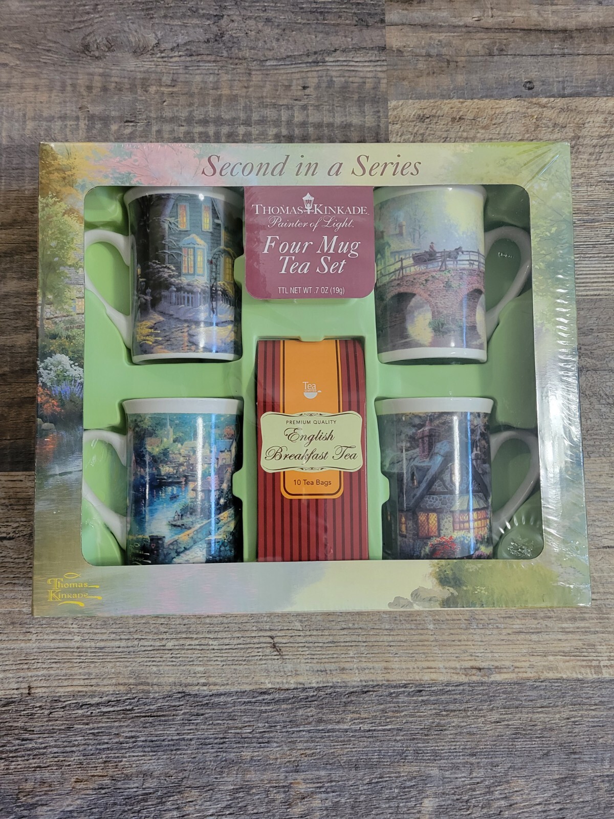 New Thomas Kinkade-Painter of Light (4) Four Mug Tea Set-SEALED-Second ...