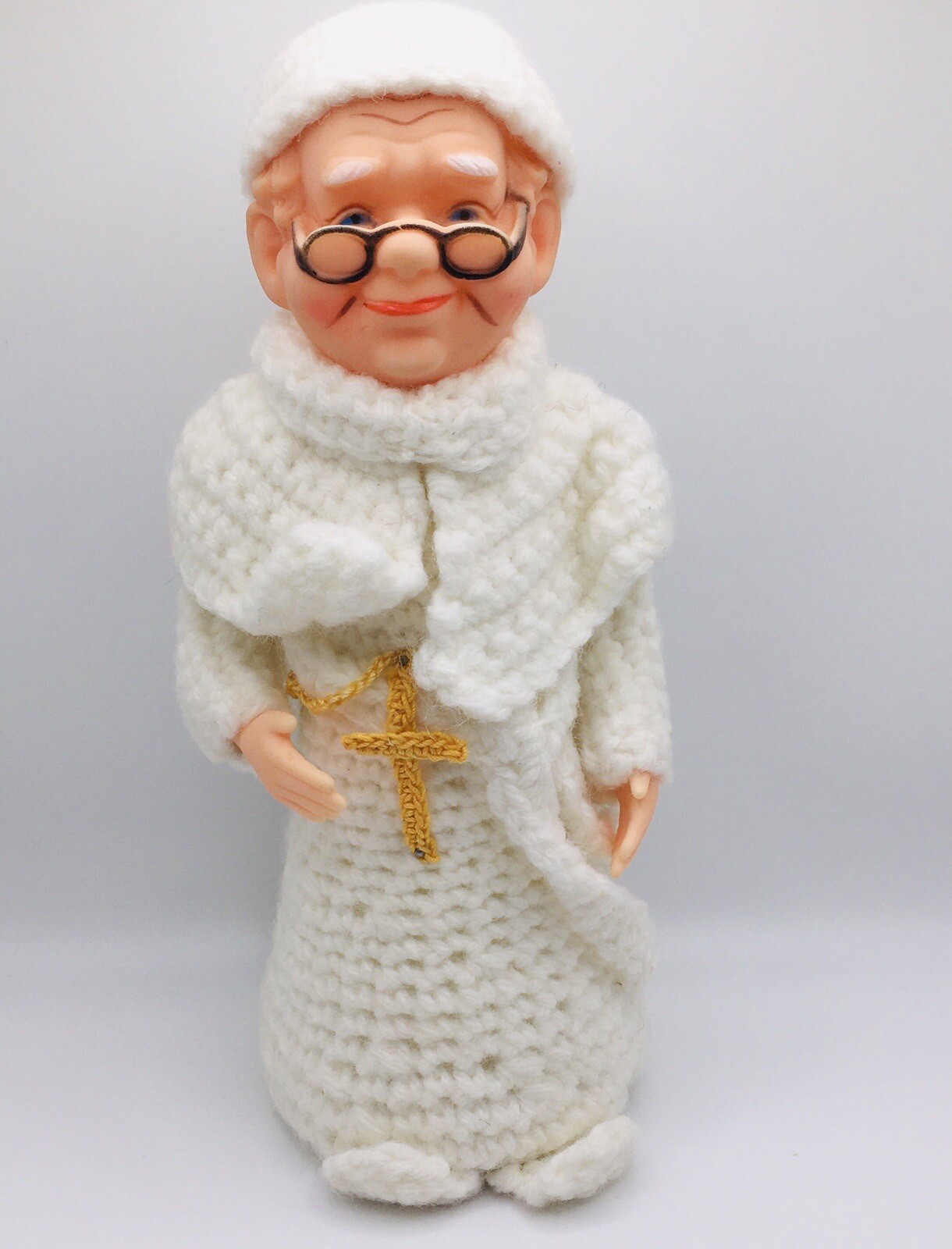 Vintage Crochet Doll Pope Religious Plastic Head 9” | eBay