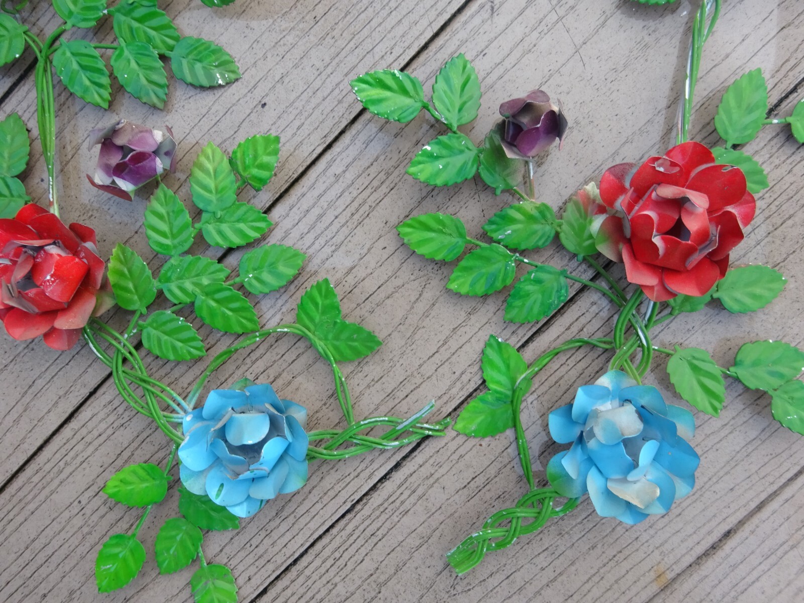 Set of 2 Vintage MCM Flowers Metal Wall Hangings Art Decor 15" X 10 ...