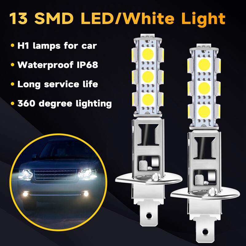5X(2 pcs Auto light headlight lamp H1 white 13 SMD 5050 LED chips D8P7 ...