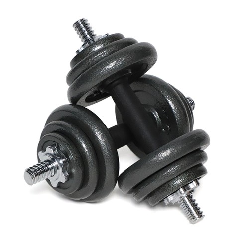 50KG Dumbbell & Barbell Weight Set Cast Iron Carry Case Body Building ...