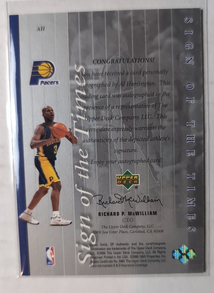 1999-00 SP Authentic Sign of the Times Indiana Pacers Al Harrington | eBay