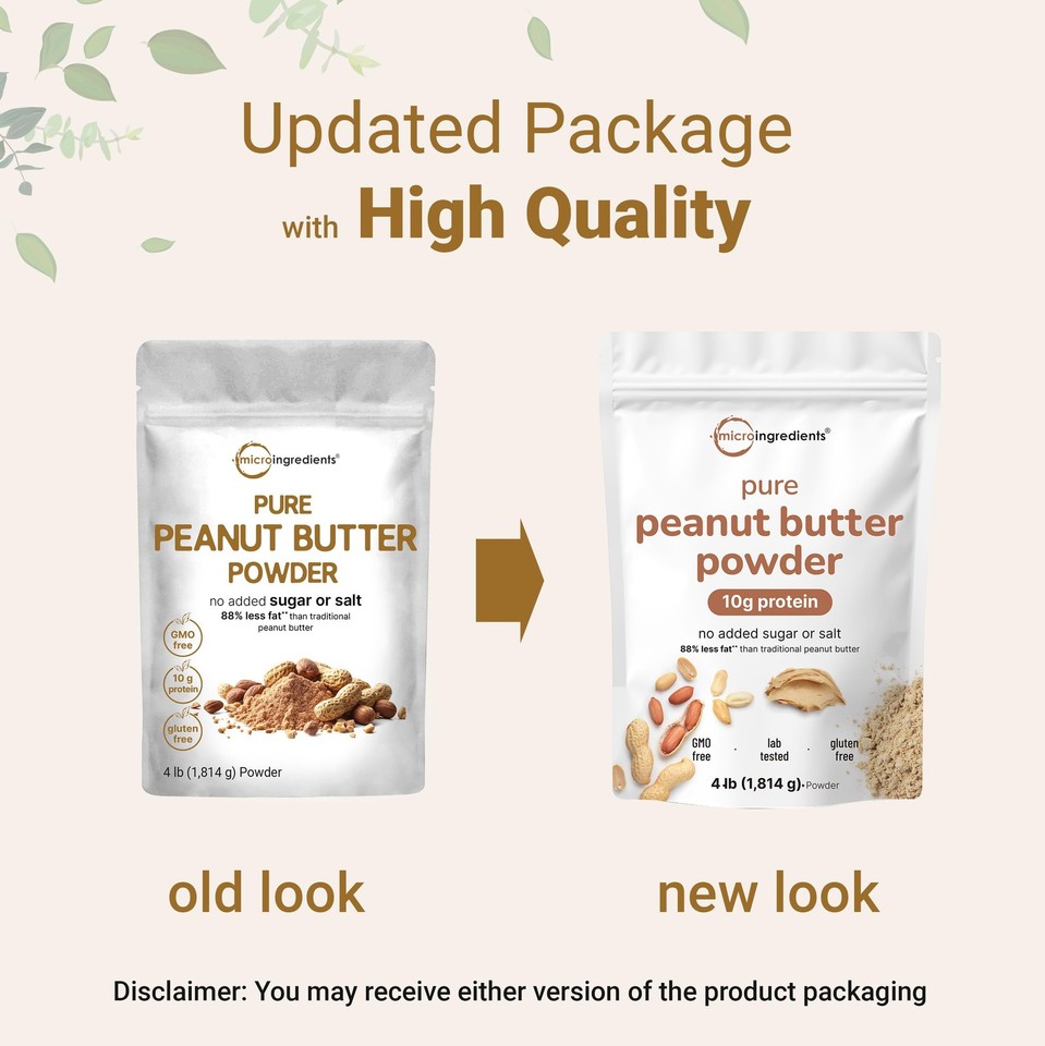 Pure PB Peanut Butter Powder 4lbs 64oz | 10g Protein & 88% Less Fat ...