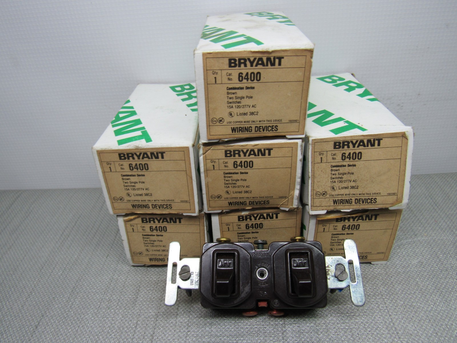 Bryant 6400 Combination Devices Two Single Pole Switches 15A 120/277V ...