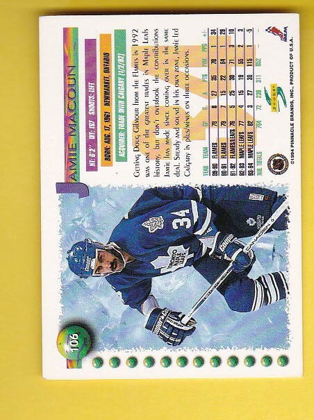 JAMIE MACOUN AUTOGRAPHED CARD 1994-95 SCORE TORONTO MAPLE LEAFS | eBay