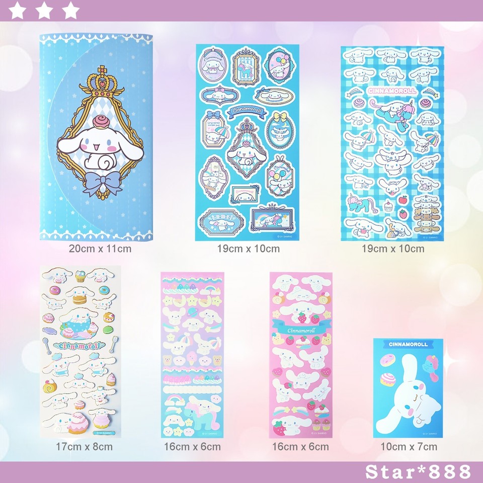 6 x Sanrio Cinnamoroll Stickers Sheets Bundle Cute Craft Decal ...