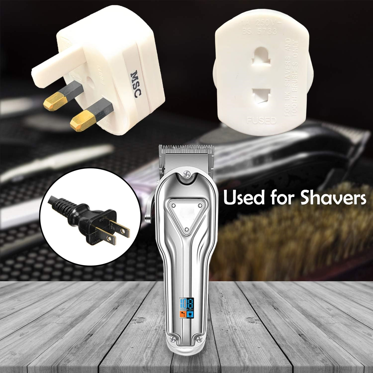 MSC - UK 2 pin to 3 pin Shaver plug adaptor uk/Toothbrush adapter plug ...