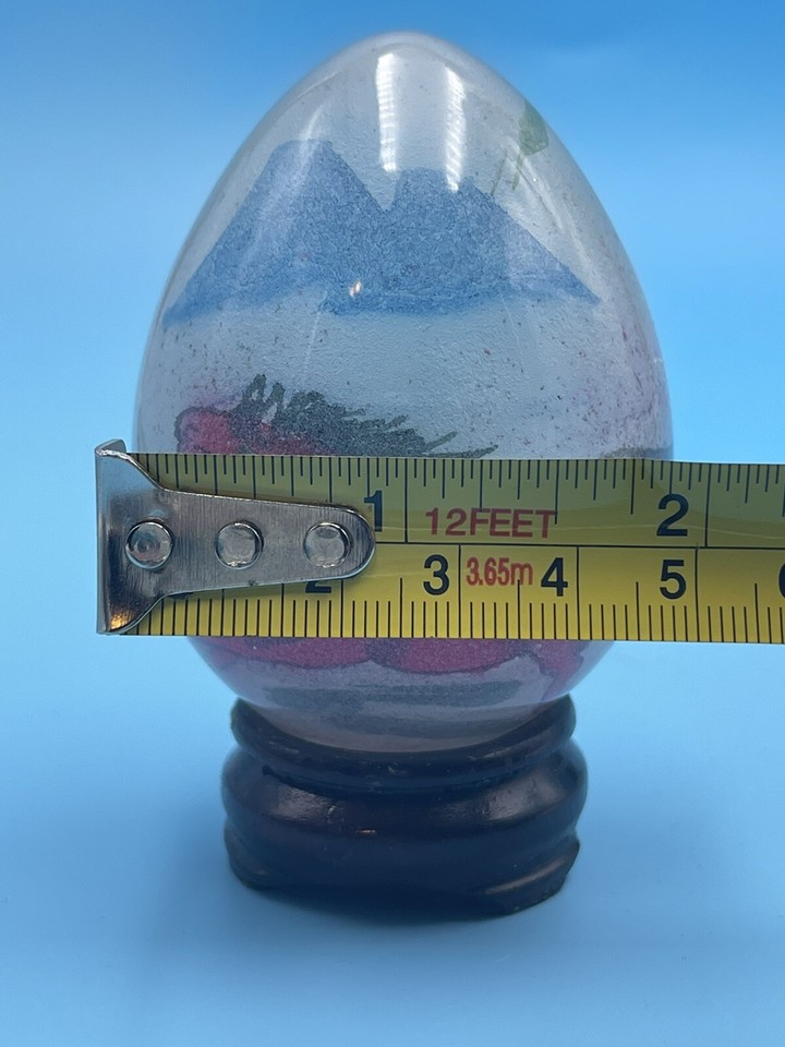 Vintage Glass Egg Hand Blown Reverse Painted Horse Scenic W/Stand Hand ...