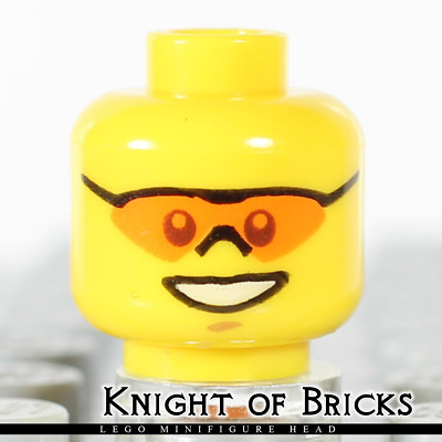 LEGO Minifigure Head YELLOW Male Boy Glasses with Orange Sunglasses ...