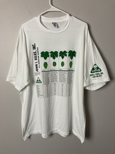 Vintage Beer Hops Varieties Men's XL White 90s Y2K Shirt Haas Chelan ...