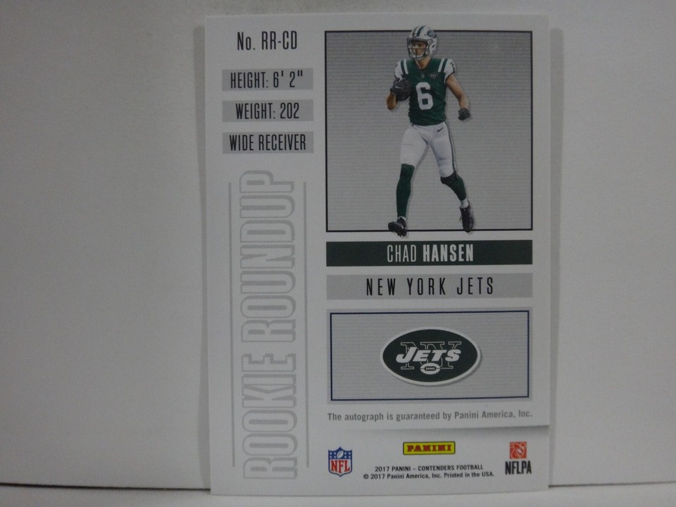2017 Panini Contenders Rookie Roundup Auto #RR-CD Chad Hansen Jets #'d ...
