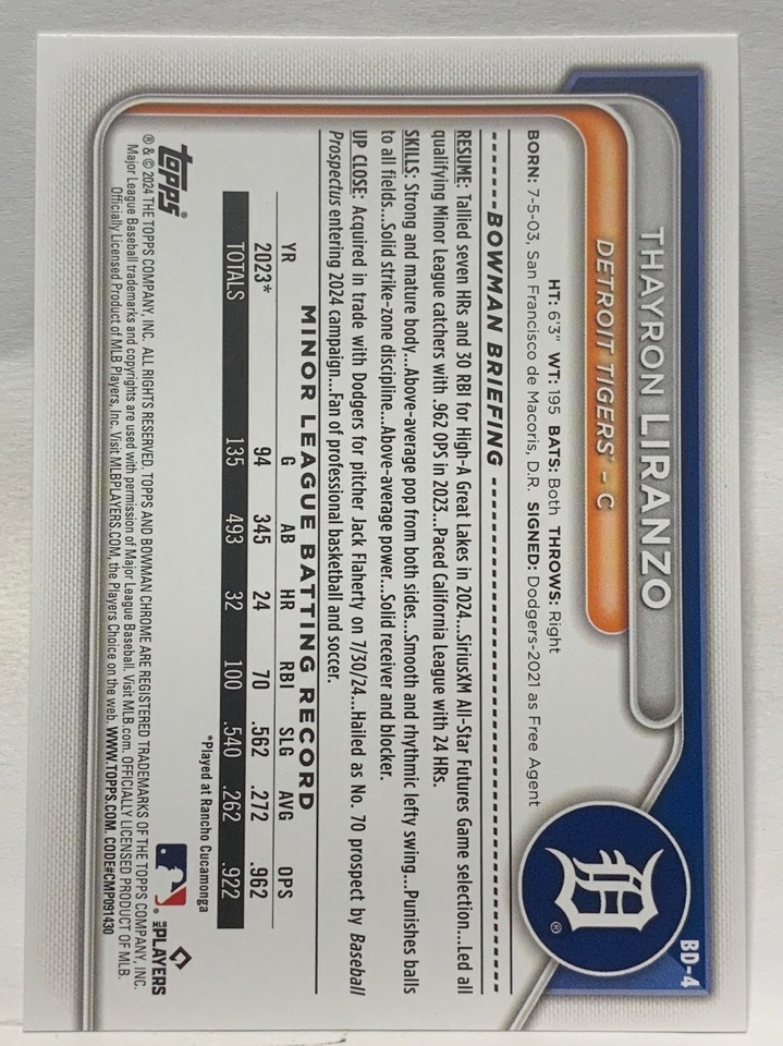2024 Bowman Draft Base -#BD-1 _ BD-200 - 1st Bowman/Top Prospects YOU ...