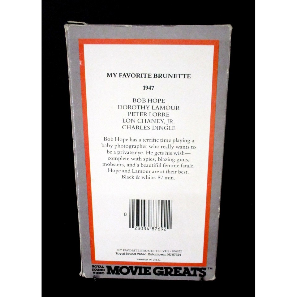 My Favorite Brunette (VHS, Movie Greats) Bob Hope, Dorothy Lamour | eBay