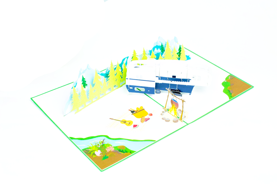 Camper Camping Trip Pop Up Card, 3D Birthday Camping Card, RV Pop Up ...