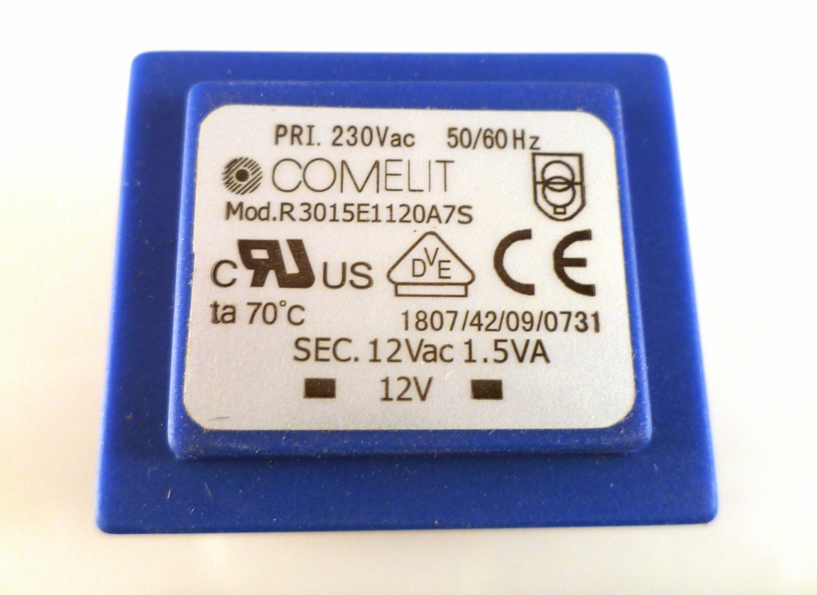 Comelit R3015E1120A7S Transformer 230Vac In - 12Vac Out 1.5VA MBE003i ...