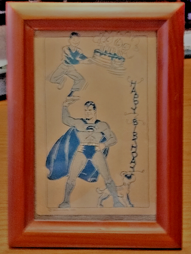 SUPERMAN TIM BIRTHDAY CARD VG+ 1943 RARE FRAMED | eBay
