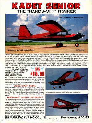 Sig Kadet Senior Trainer Airplane RC Print Ad Wall Art Decor Claude ...