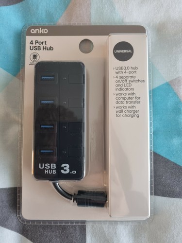 BRAND NEW SEALED IN PACK ANKO 4 PORT USB HUB BLACK | eBay