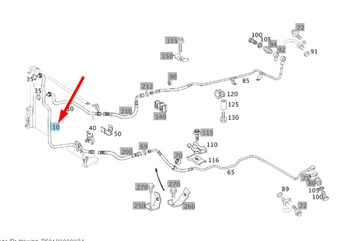 NEW MERCEDES-BENZ E W211 TRANSMISSION OIL COOLER LINE TOP A2112700527 ...