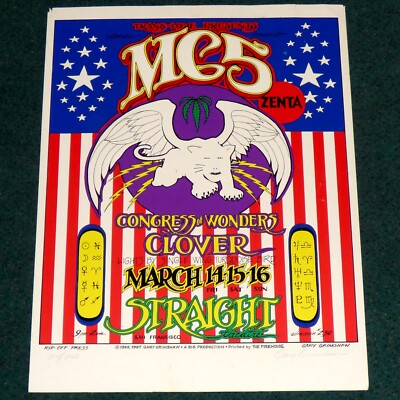 MC5 SAN FRANCISCO 1969 2ND PRINT CONCERT POSTER BY GARY GRIMSHAW SIGNED | eBay