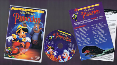 Walt Disney's PINOCCHIO LIMITED ISSUE Edition (DVD) NEAR MINT w/ Insert ...