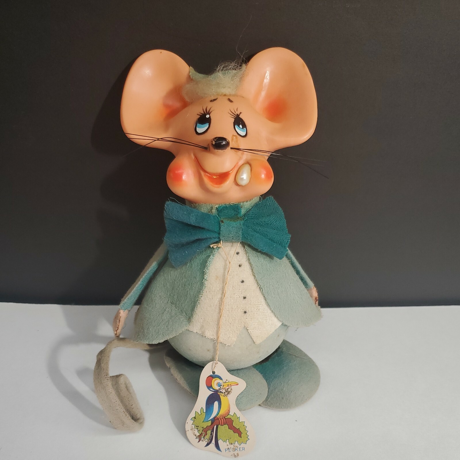 Vintage Herman Pecker Big Ear Mouse with Tag 6 1/2" | eBay