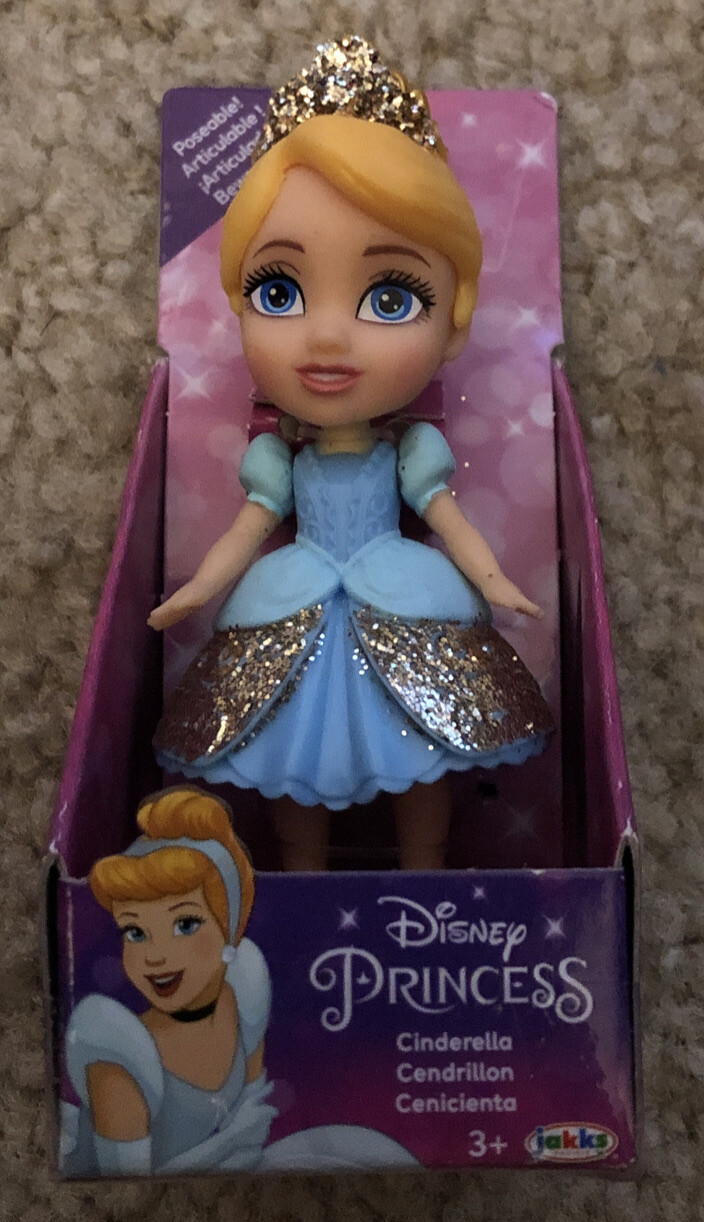 Disney Princess Cinderella Mini Glitter Blue Dress 3" Posable Doll 2021 ...