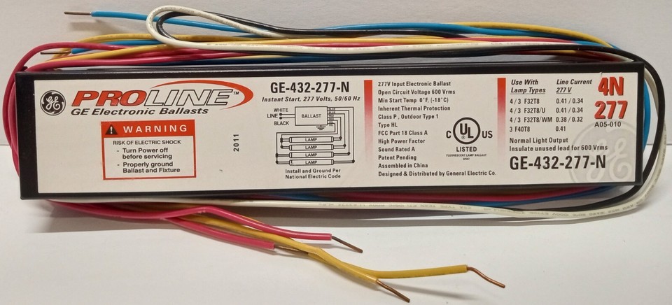 Lot of 10 GE Proline GE Electronic Ballasts T-8 GE-432-277-N ...