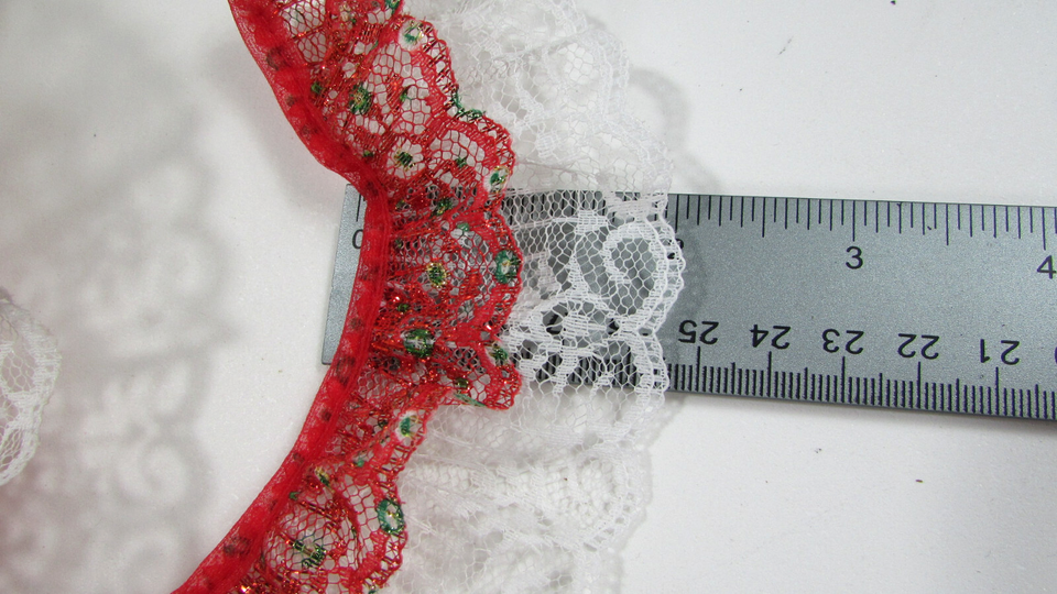 Vtg Lace Bolt 24 Yds 2" Christmas Red/White/Green Sewing Trim Doll ...