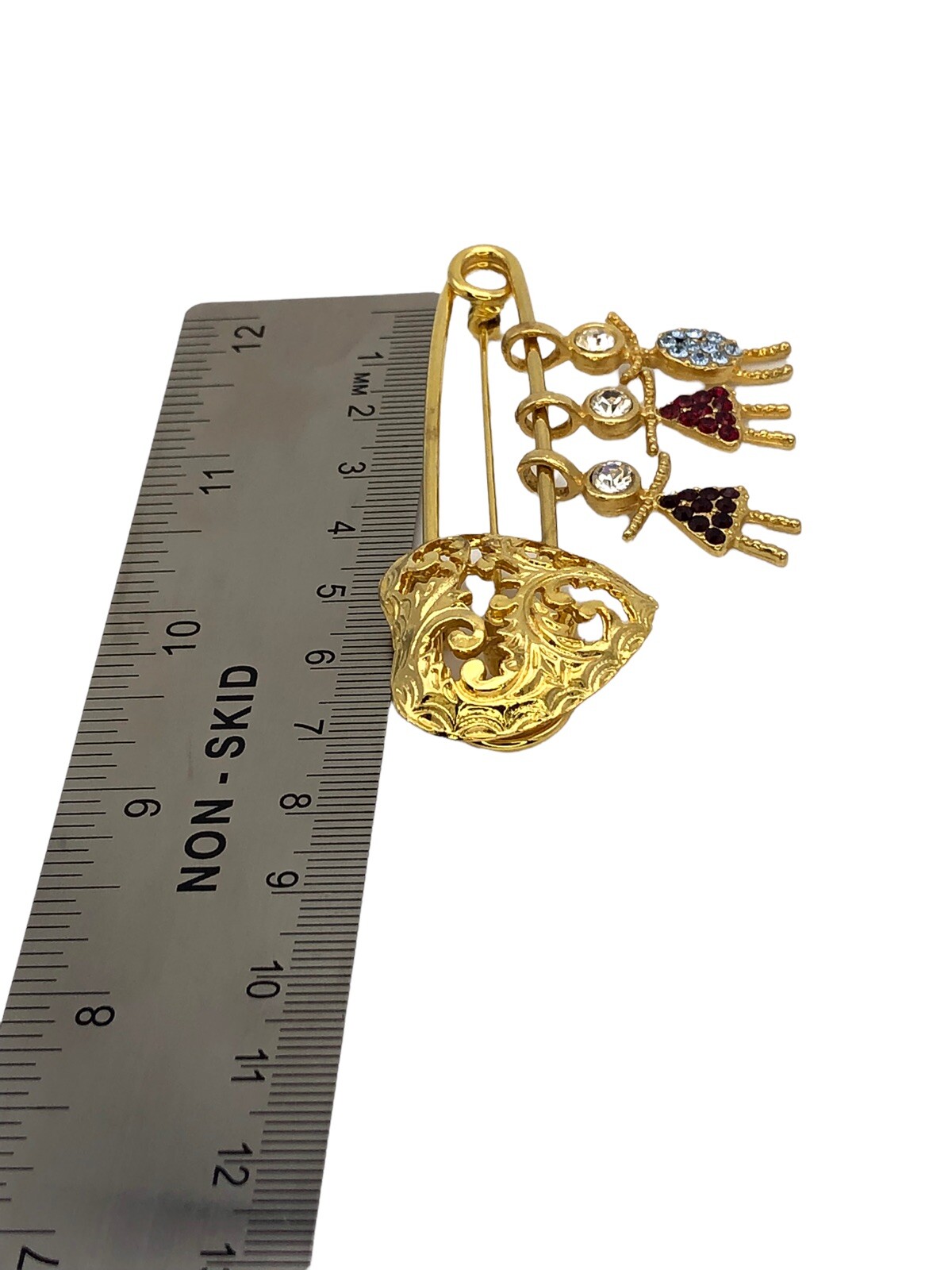 Safety Pin Children Child Kid Boy & Girl Charm Brooch - Gem