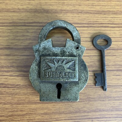 AN OLD OR ANTIQUE BRASS PADLOCK OR LOCK WITH KEY, NICE SHAPE. | eBay