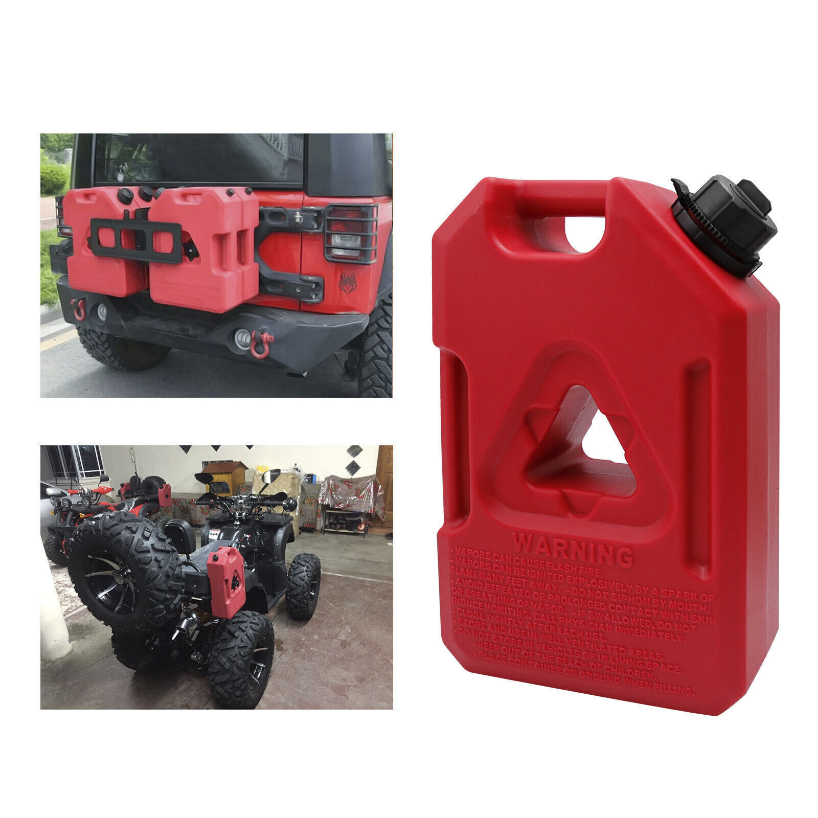 1 Gallon Fuel Pack Gas Can For Jeep ATV UTV Polaris RZR Plastic Anti ...