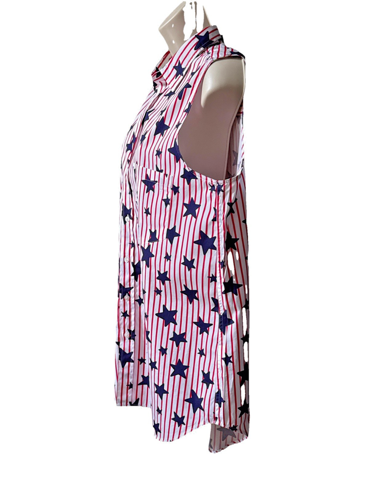 Frank & Eileen Finley Size L Sleeveless Layering Shirt Button-Up Red ...