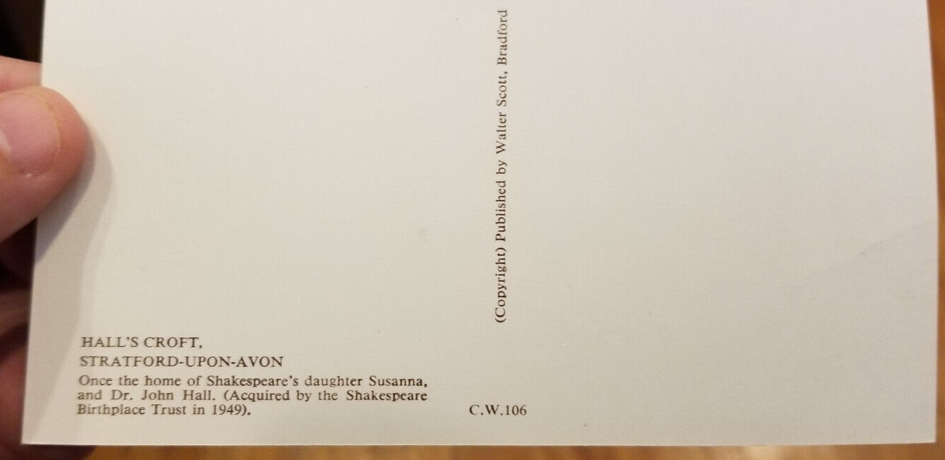 PC HALL'S CROFT SHAKESPEAR'S DAUGHTER SUSANNA HALL HOME STRAFORD-UPON ...