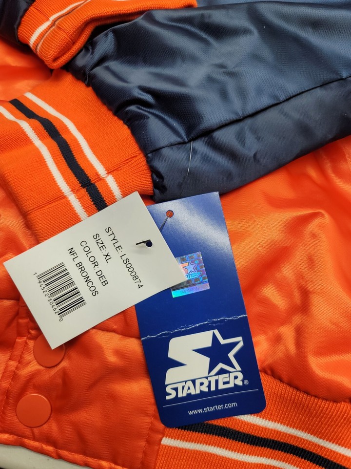 Denver BRONCOS Starter Jacket Men's XL NFL Varsity Bomber Coat Orange ...