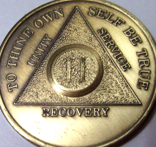 Alcoholics Anonymous AA 2 Year Bronze Medallion Coin Chip Token ...