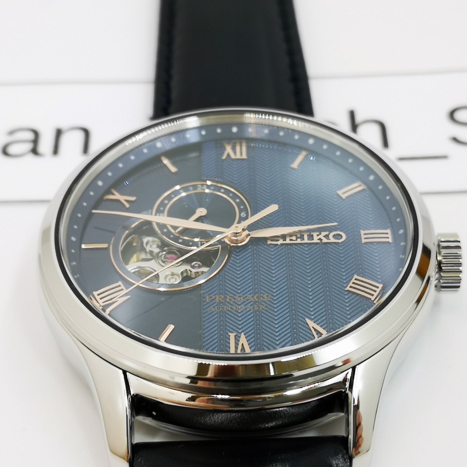 SEIKO PRESAGE Basic SARY187 Blue Automatic See-through Back Men Watch ...