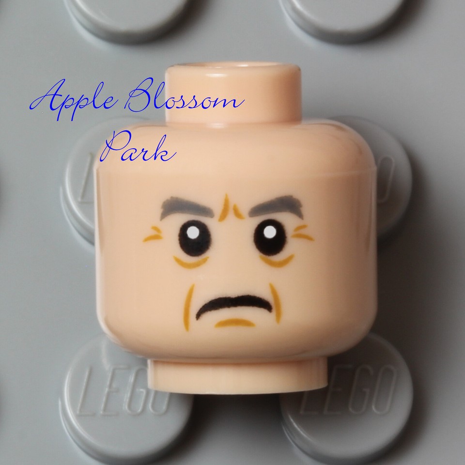 LEGO Light FLESH MINIFIG HEAD - Male Grandpa Old Man Wrinkles Gray ...