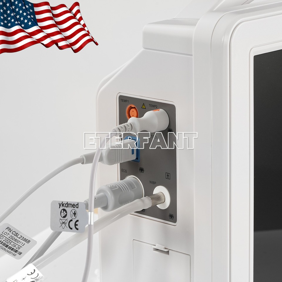 Medical 12" Patient Monitor 6 Parameters/Adjustable Mobile Trolley for ...