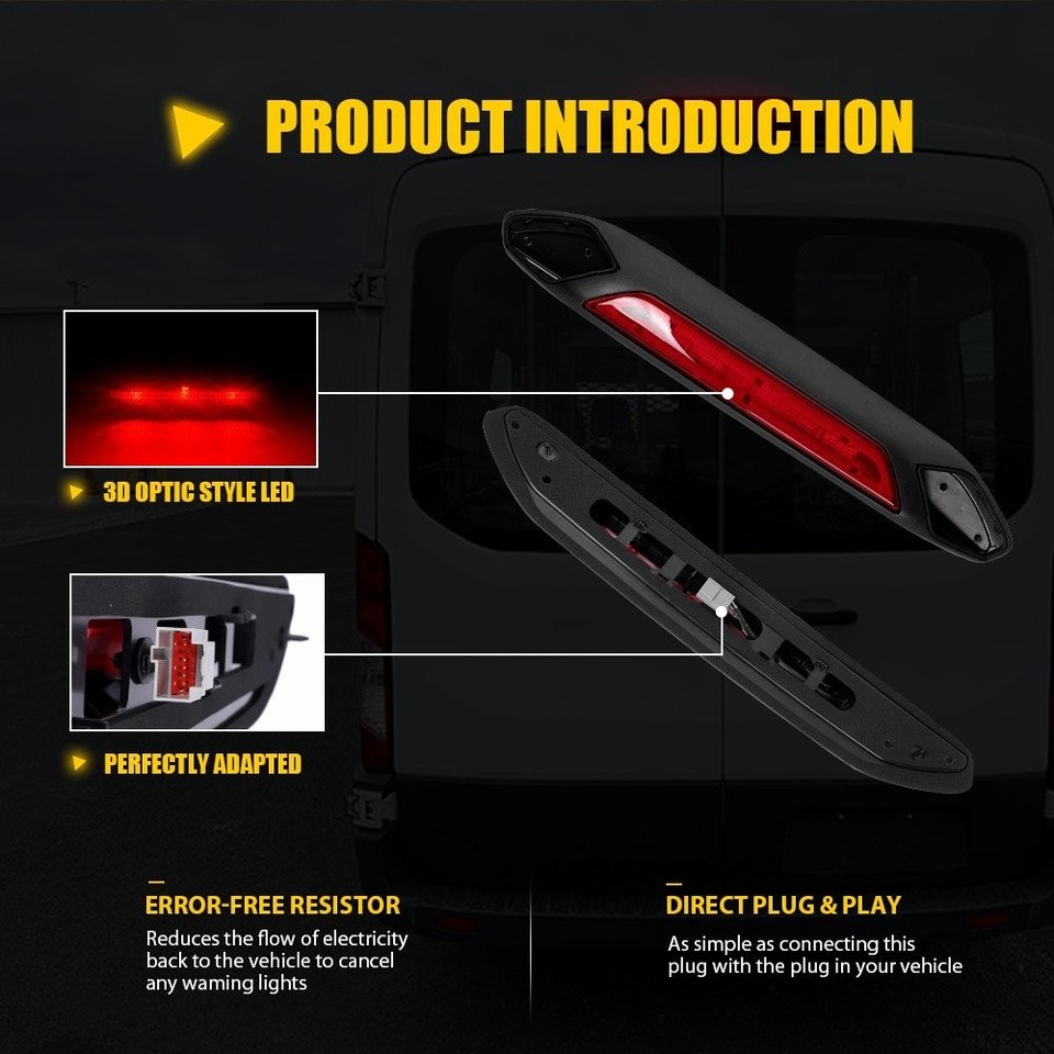 Third Brake Light Stop Red Lamp For 2018-2019 Ford Transit 150 250 923 ...