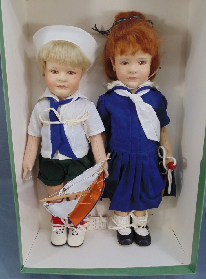 Vintage R. John Wright Lillian & Arthur Felt Doll Set Limited Edition w ...