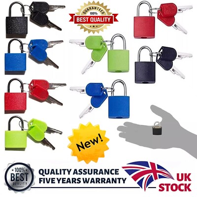 4x Heavy Duty Padlocks Small Coloured Brass Travel Luggage Bag Suitcase ...