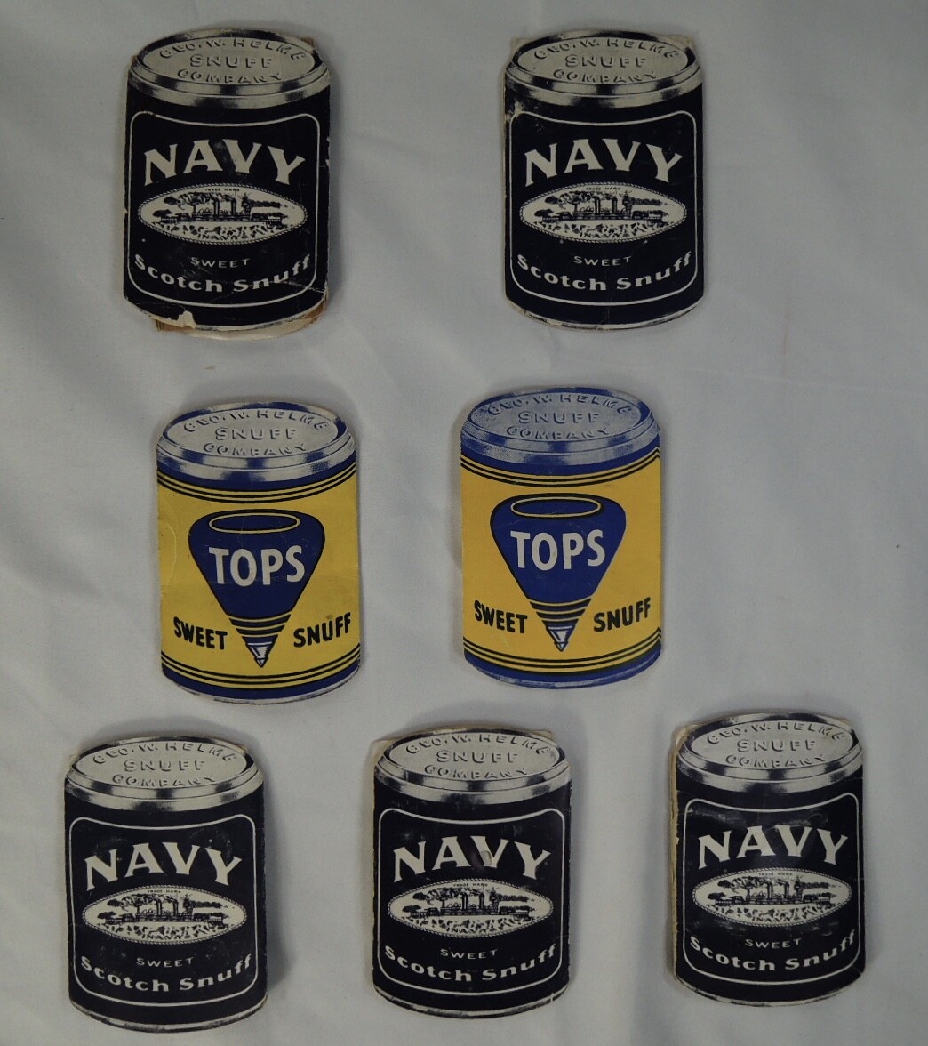 Lot 1957 Navy & Tops Sweet Scotch Snuff Cardboard Advertising w/ Sewing ...