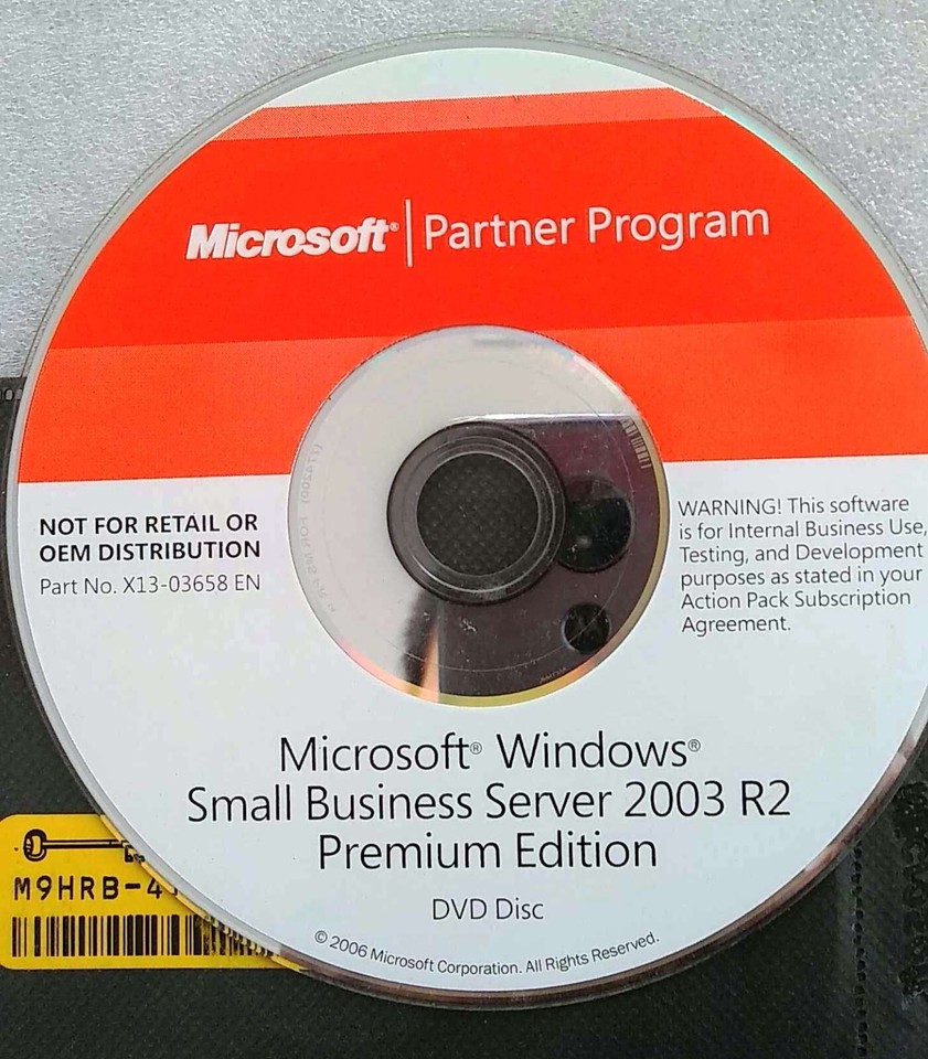 Windows Small Business Server 2003 R2 Premium Edition Install DVD w/ 2 ...