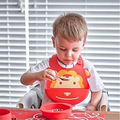 Marcus & Marcus Baby and Toddler Bib, Food Grade Silicone, Red Lion | eBay