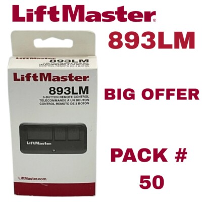 LiftMaster 893LM 3 Button Garage Door Opener Remote Control pack of 50 ...