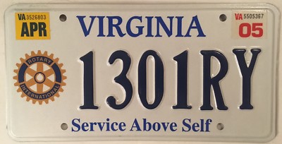 ROTARY CLUB Foundation license plate SERVICE ABOVE SELF Rotarian ...