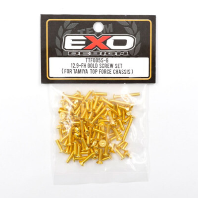 EXO Design 12.9 FH Gold Coating Screw Set For Tamiya 1/10 RC Top Force# ...